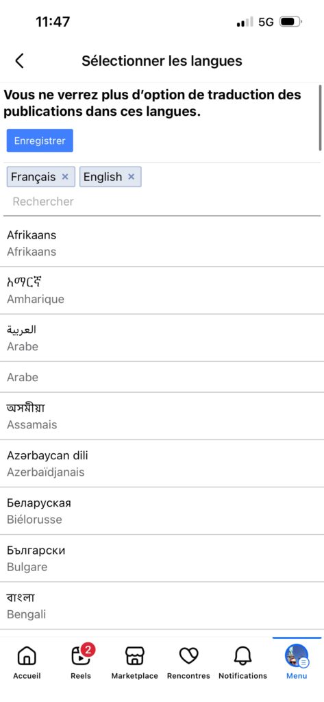 Comment traduire une publication Facebook en français